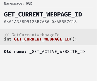 GetCurrentWebpageId - FiveM Natives @ Cfx.re Docs