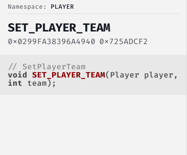 SetPlayerTeam - FiveM Natives @ Cfx.re Docs