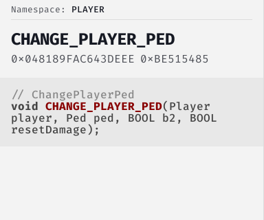 ChangePlayerPed - FiveM Natives @ Cfx.re Docs