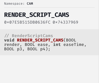 RenderScriptCams - FiveM Natives @ Cfx.re Docs