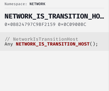 NetworkIsTransitionHost - FiveM Natives @ Cfx.re Docs