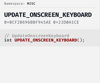 UpdateOnscreenKeyboard - FiveM Natives @ Cfx.re Docs