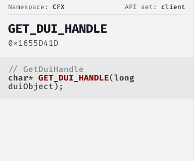 GetDuiHandle - FiveM Natives @ Cfx.re Docs