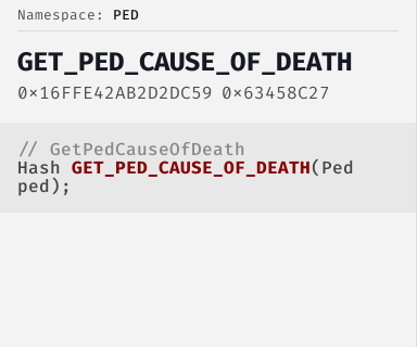 GetPedCauseOfDeath - FiveM Natives @ Cfx.re Docs
