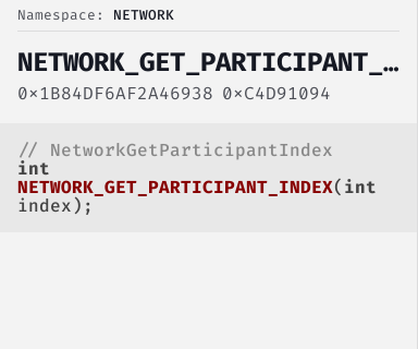 NetworkGetParticipantIndex - FiveM Natives @ Cfx.re Docs