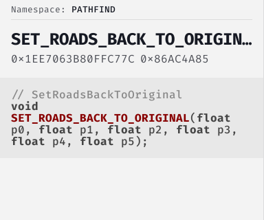 SetRoadsBackToOriginal - FiveM Natives @ Cfx.re Docs