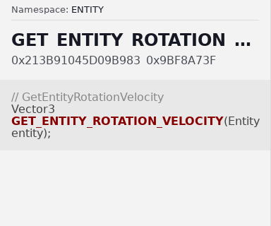 GetEntityRotationVelocity - FiveM Natives @ Cfx.re Docs