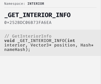 GetInteriorLocationAndNamehash - FiveM Natives @ Cfx.re Docs