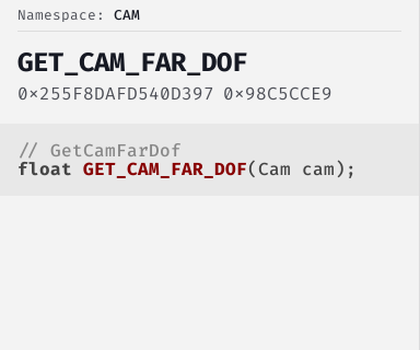 GetCamFarDof - FiveM Natives @ Cfx.re Docs
