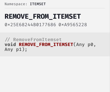 RemoveFromItemset - FiveM Natives @ Cfx.re Docs