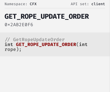 GetRopeUpdateOrder - FiveM Natives @ Cfx.re Docs