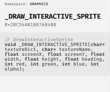 DrawInteractiveSprite - FiveM Natives @ Cfx.re Docs