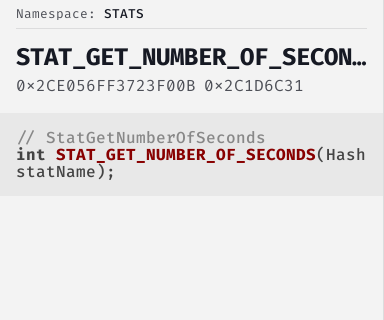 StatGetNumberOfSeconds - FiveM Natives @ Cfx.re Docs