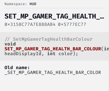 SetMpGamerTagHealthBarColour - FiveM Natives @ Cfx.re Docs