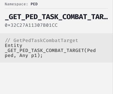 GetPedTaskCombatTarget - FiveM Natives @ Cfx.re Docs