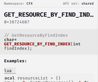 GetResourceByFindIndex - FiveM Natives @ Cfx.re Docs
