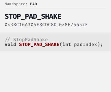 StopPadShake - FiveM Natives @ Cfx.re Docs