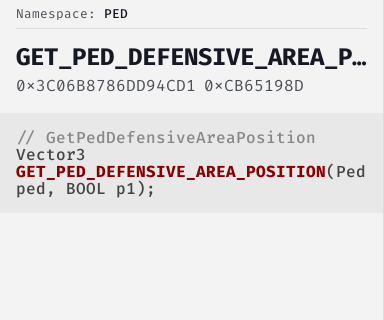 GetPedDefensiveAreaPosition - FiveM Natives @ Cfx.re Docs