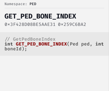 GetPedBoneIndex - FiveM Natives @ Cfx.re Docs