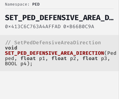 SetPedDefensiveAreaDirection - FiveM Natives @ Cfx.re Docs