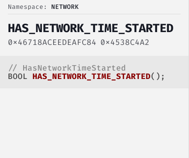 HasNetworkTimeStarted - FiveM Natives @ Cfx.re Docs