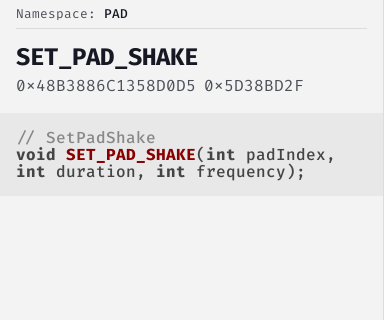 SetPadShake - FiveM Natives @ Cfx.re Docs