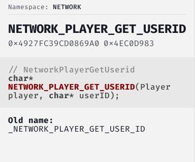 NetworkPlayerGetUserid - FiveM Natives @ Cfx.re Docs