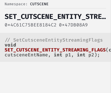 SetCutsceneEntityStreamingFlags - FiveM Natives @ Cfx.re Docs