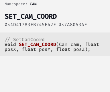 SetCamCoord - FiveM Natives @ Cfx.re Docs