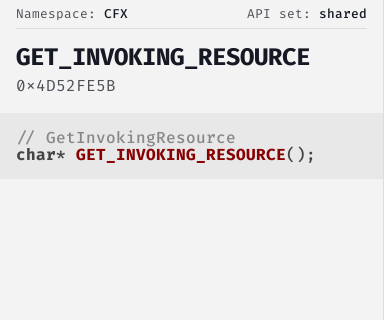 GetInvokingResource - FiveM Natives @ Cfx.re Docs