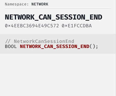 NetworkCanSessionEnd - FiveM Natives @ Cfx.re Docs