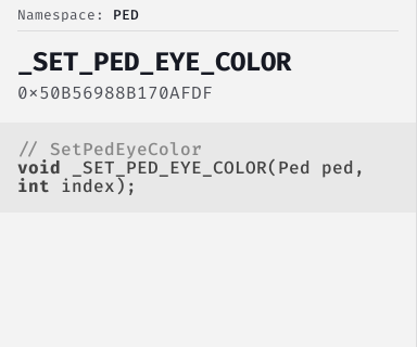 SetPedEyeColor - FiveM Natives @ Cfx.re Docs