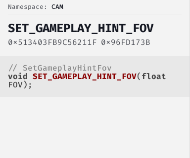 SetGameplayHintFov - FiveM Natives @ Cfx.re Docs