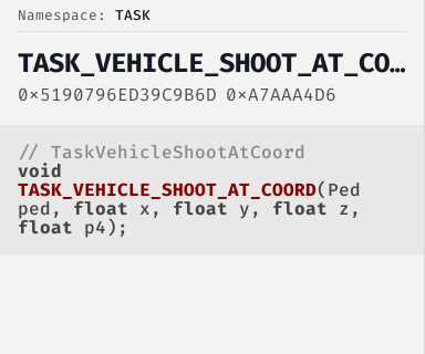 TaskVehicleShootAtCoord - FiveM Natives @ Cfx.re Docs