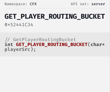 GetPlayerRoutingBucket - FiveM Natives @ Cfx.re Docs