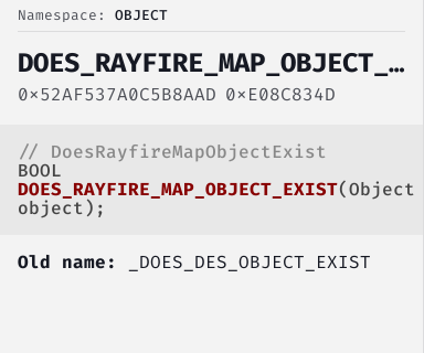 DoesRayfireMapObjectExist - FiveM Natives @ Cfx.re Docs