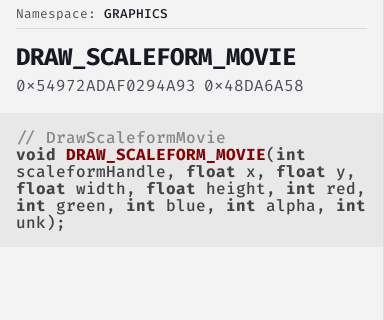 DrawScaleformMovie - FiveM Natives @ Cfx.re Docs