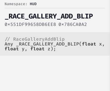 RaceGalleryAddBlip - FiveM Natives @ Cfx.re Docs