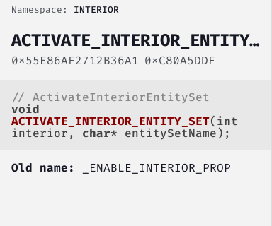 ActivateInteriorEntitySet - FiveM Natives @ Cfx.re Docs