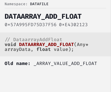 DataarrayAddFloat - FiveM Natives @ Cfx.re Docs