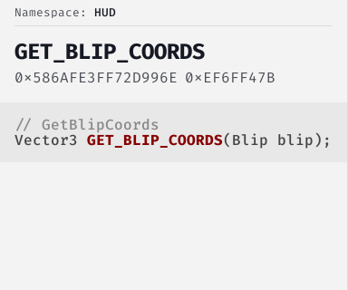 GetBlipCoords - FiveM Natives @ Cfx.re Docs