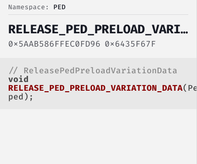 ReleasePedPreloadVariationData - FiveM Natives @ Cfx.re Docs