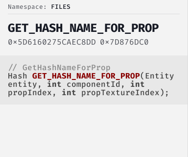 GetHashNameForProp - FiveM Natives @ Cfx.re Docs