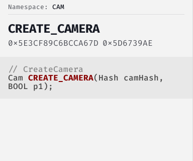 CreateCamera - FiveM Natives @ Cfx.re Docs