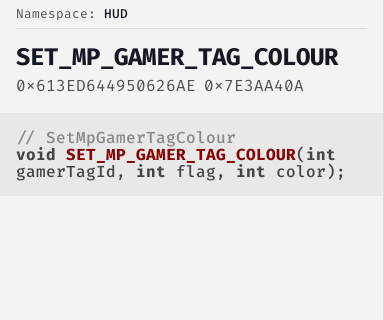 SetMpGamerTagColour - FiveM Natives @ Cfx.re Docs