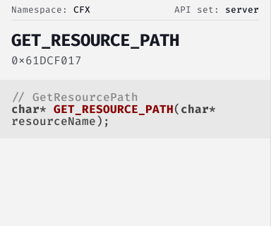 GetResourcePath - FiveM Natives @ Cfx.re Docs
