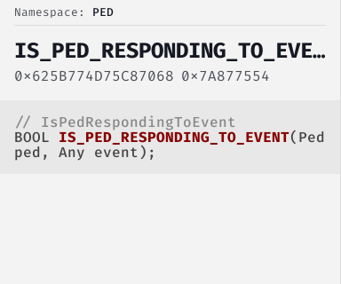 IsPedRespondingToEvent - FiveM Natives @ Cfx.re Docs