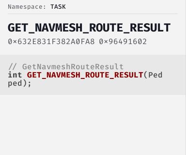 GetNavmeshRouteResult - FiveM Natives @ Cfx.re Docs