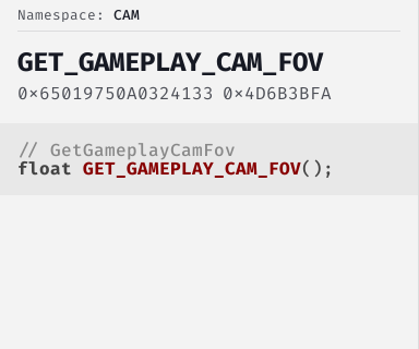 GetGameplayCamFov - FiveM Natives @ Cfx.re Docs
