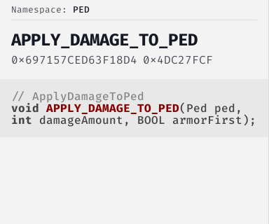ApplyDamageToPed - FiveM Natives @ Cfx.re Docs